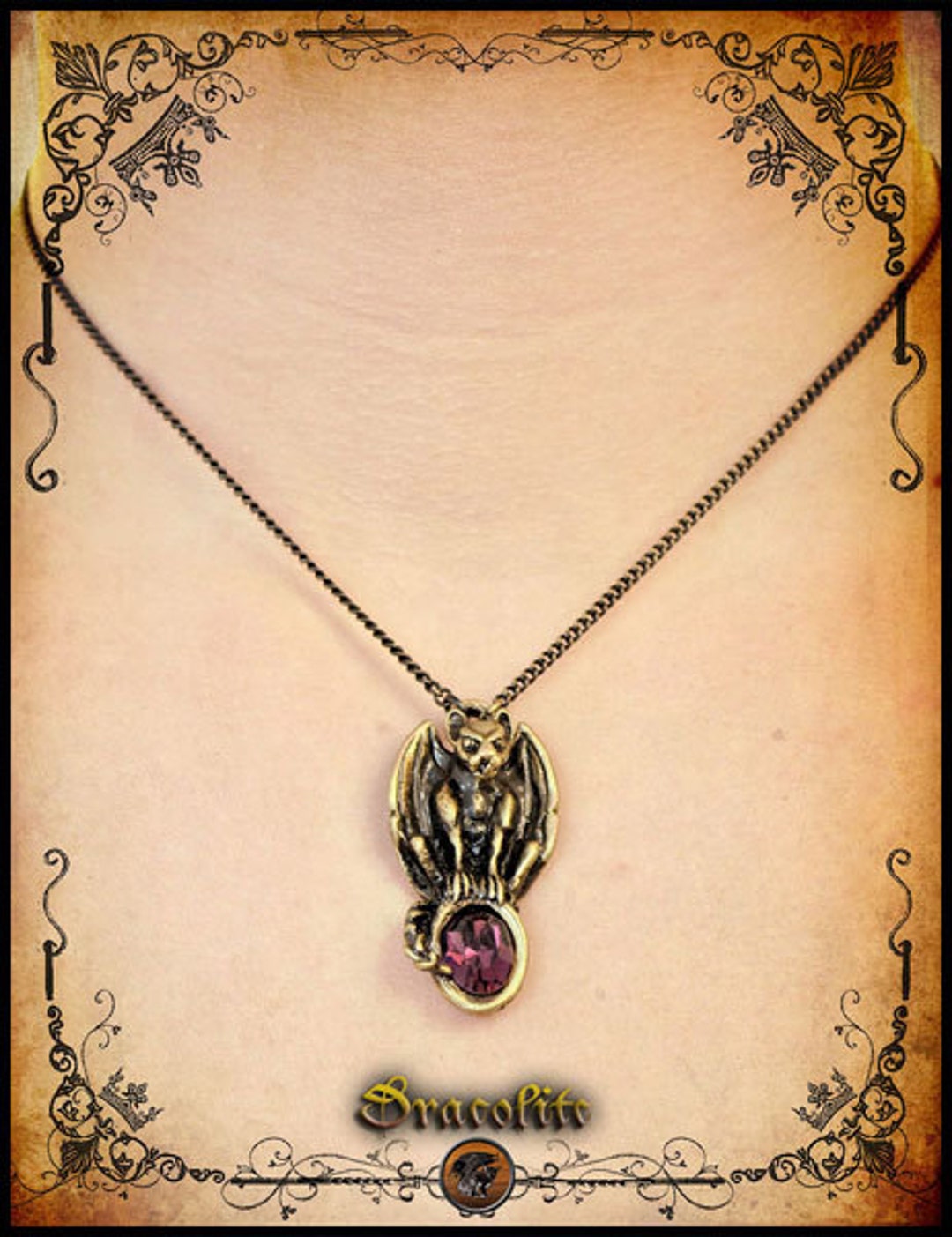 Gargoyle Pendant Jewelry - Handmade Medieval Necklace With Swarovski - Etsy