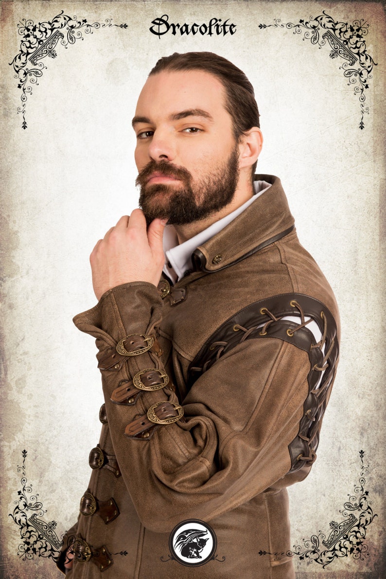 Leather Sir Jones Frock Coat medieval jacket Leather coat | Etsy