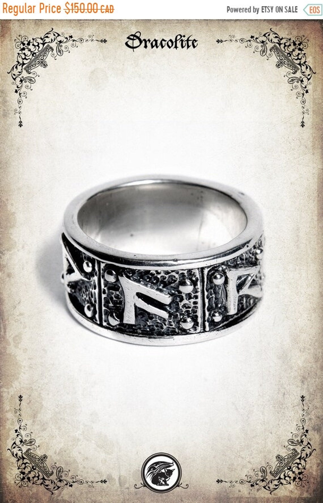 Viking Runes Medieval Ring - Sterling Silver 925 - Etsy