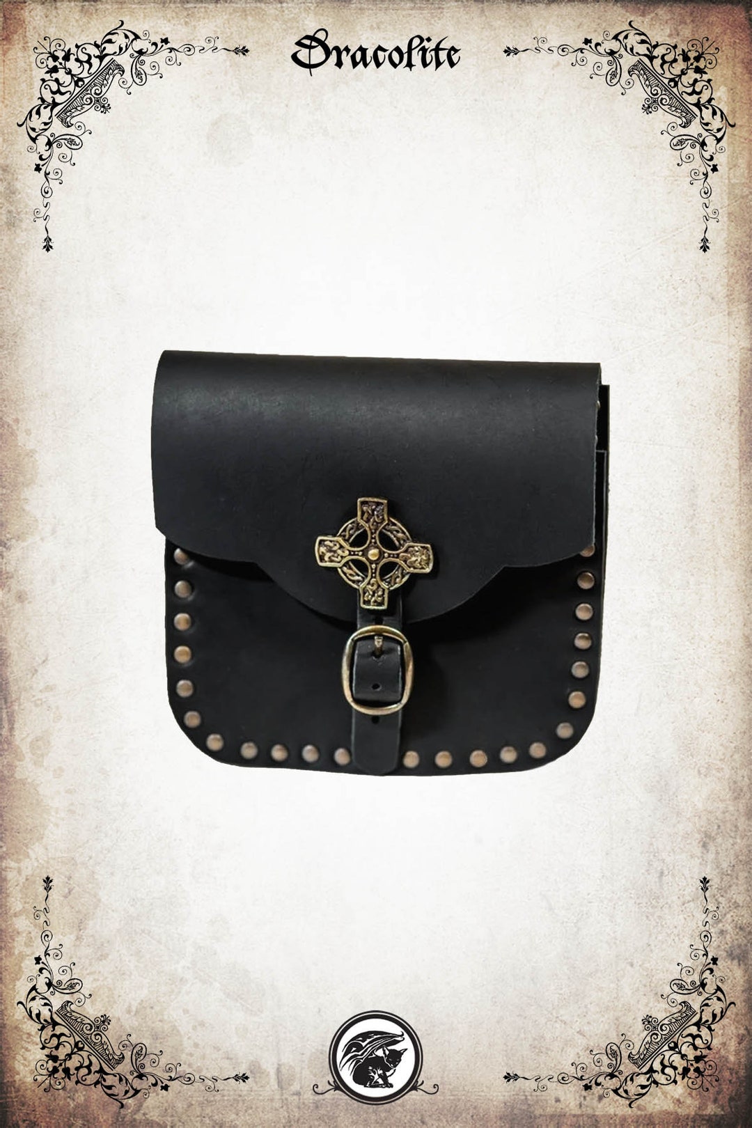 Large Square Celtic Poutch in Leather for LARP, Action Roleplaying and ...