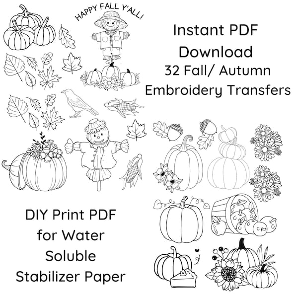 Fall Embroidery Pattern - Etsy