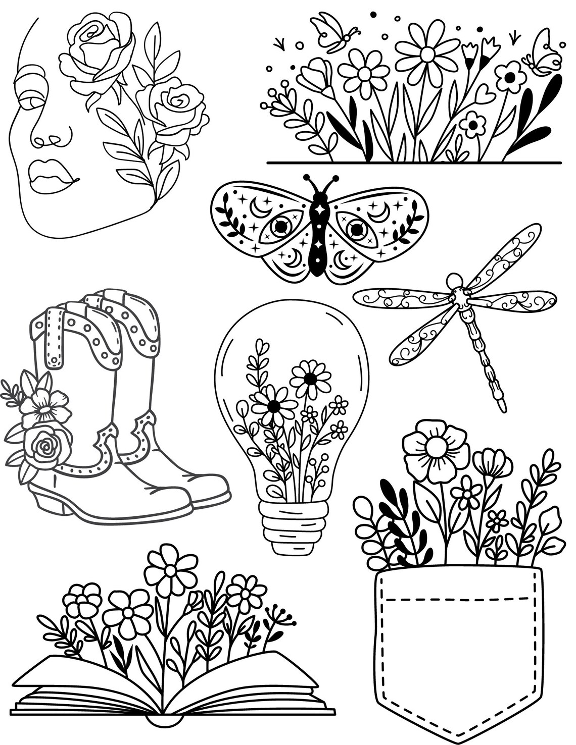 14 Flower Art BUNDLE Floral Embroidery Transfers ~patterns Only ...