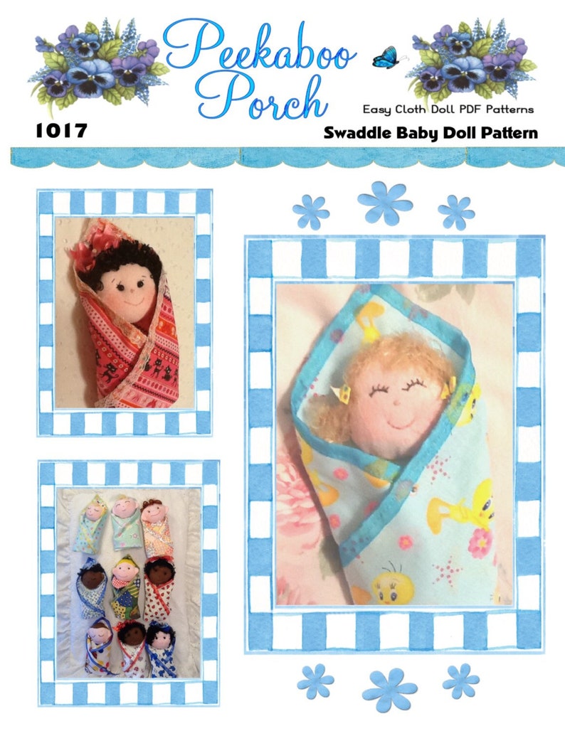 Swaddle Baby PDF Cloth Doll Pattern With 9 Faces & 9 Hair Variations ...