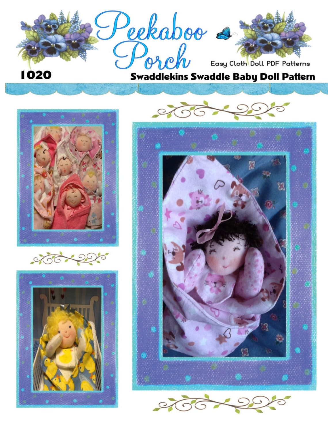 Easy PDF Cloth Rag Doll Pattern Swaddlekins Swaddle Baby W Moveable ...