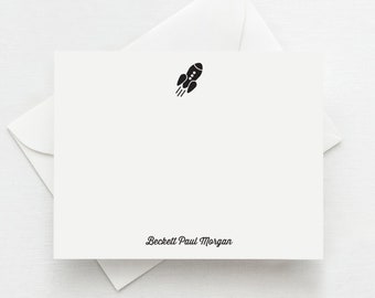Spaceship Stationery Spaceship Note Cards Personalized Flat - Etsy