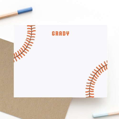 Baseball Stationery Thank You Note Cards - Etsy