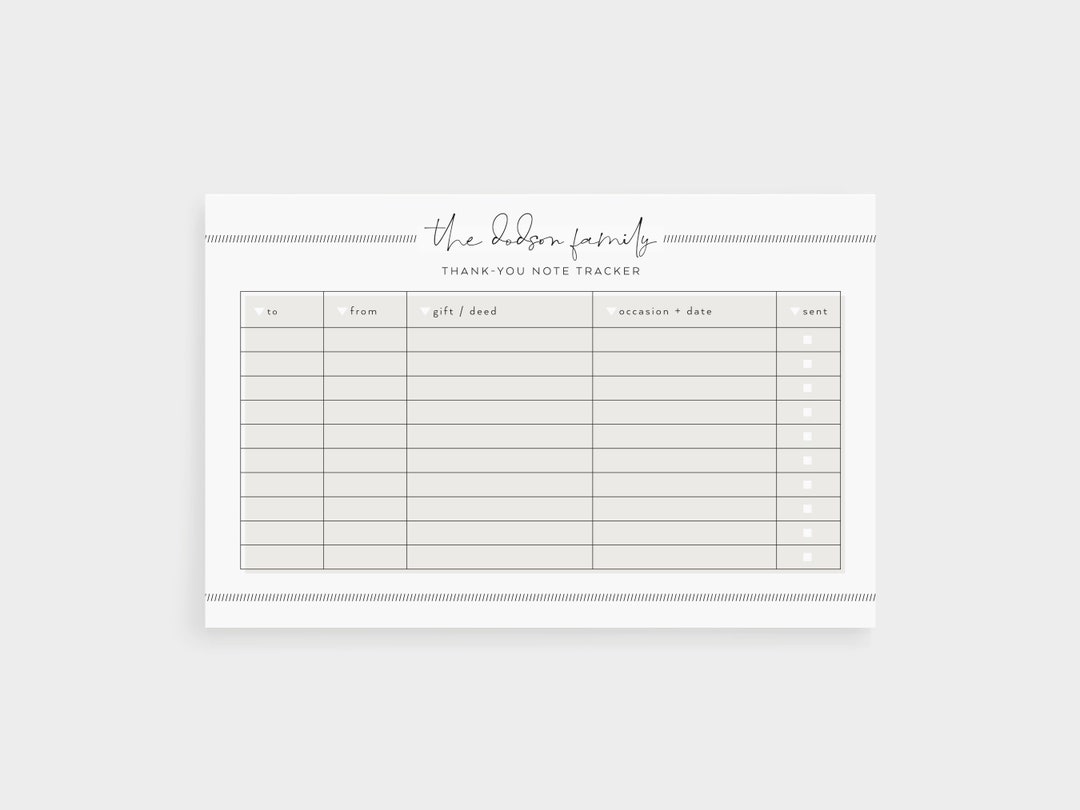 Gift Tracker Notepad | Thank You Note Organizer | Thank You Card ...