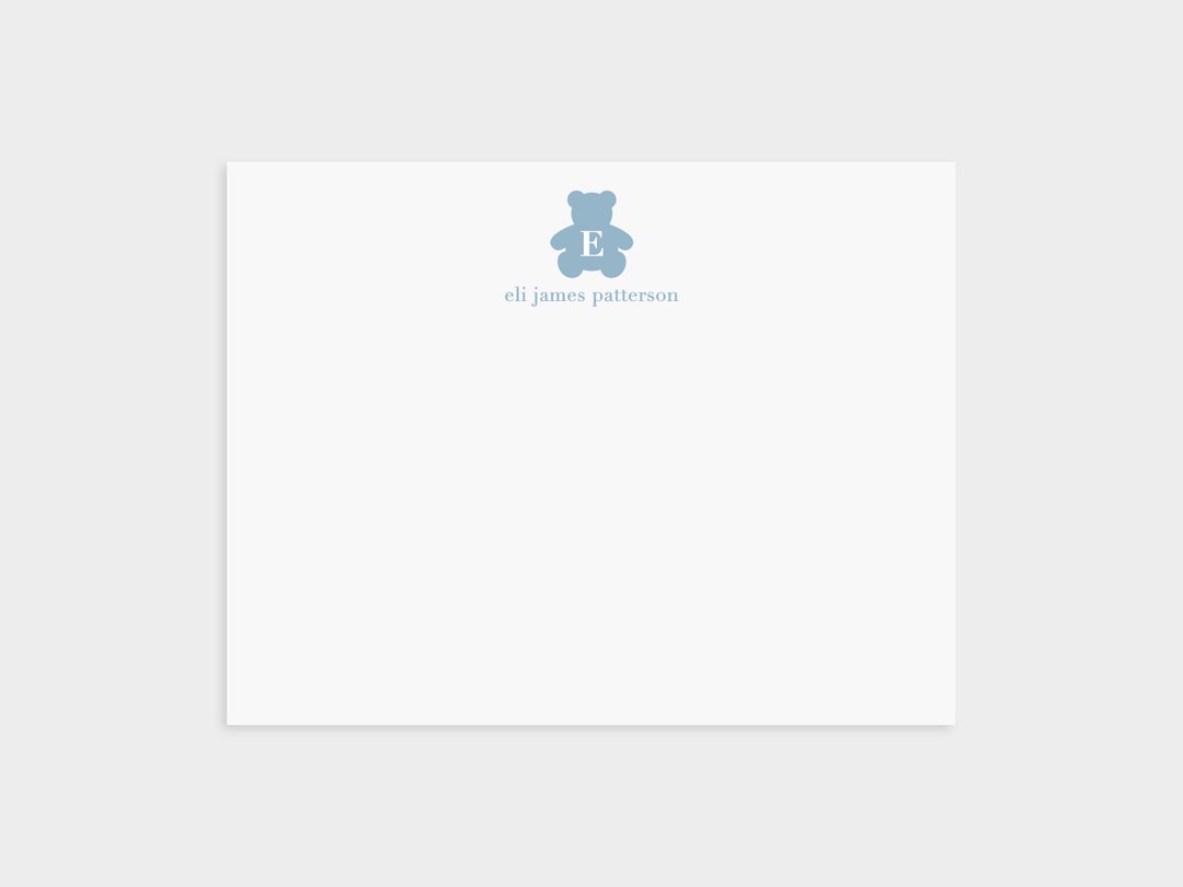 Teddy Bear Note Card | Teddy Bear Stationery | Baby Thank You Card ...