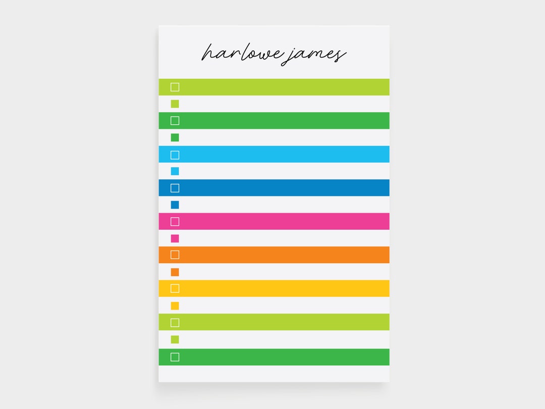 Personalized to Do List Notepad: Rainbow Checkbox Design - Etsy