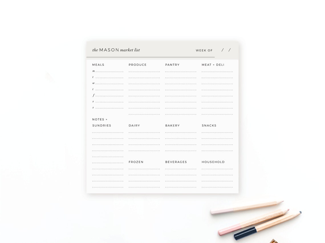 Personalized Grocery List Notepad Modern Grocery List | Etsy