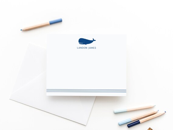 Whale Stationery Whale Note Cards Whale Thank You Cards | Etsy