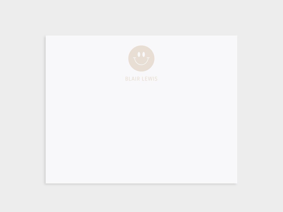 Personalized Smiley Face Stationery Set Neutral Smiley Face Smiley Face ...