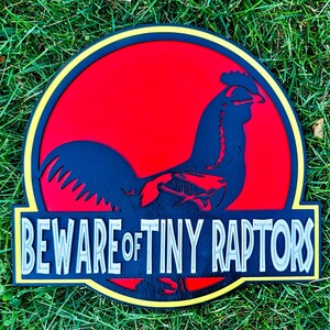 Chicken Coop Sign: Beware of Tiny Raptors, Handmade Wood Decor Gift - Etsy