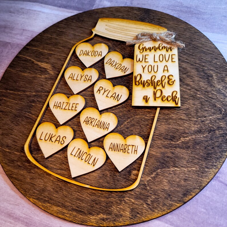 Mother's Day Grandma Mom Mothers Personalized Mason Jar A Bushel and a ...