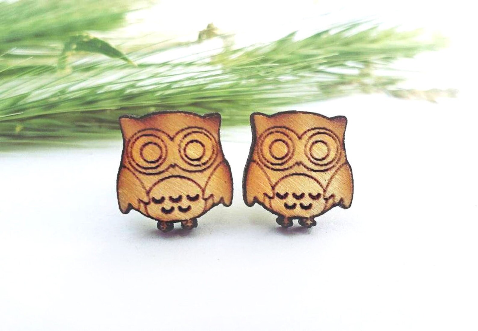 Owl Engraved Studs Fall Fashion Earrings - Etsy