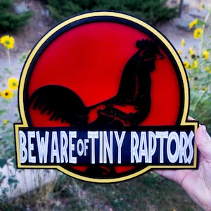Chicken Coop Sign: Beware of Tiny Raptors, Handmade Wood Decor Gift - Etsy