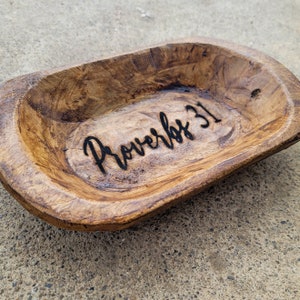 Wooden Scripture Carved Mini Dough Bowl Proverbs 31 Engraved Prayer ...