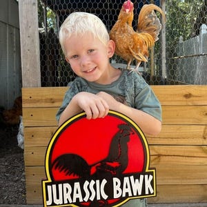 Chicken Coop Sign Jurassic Bawk T-rex Dinosaur Outdoor Wood Chicken ...