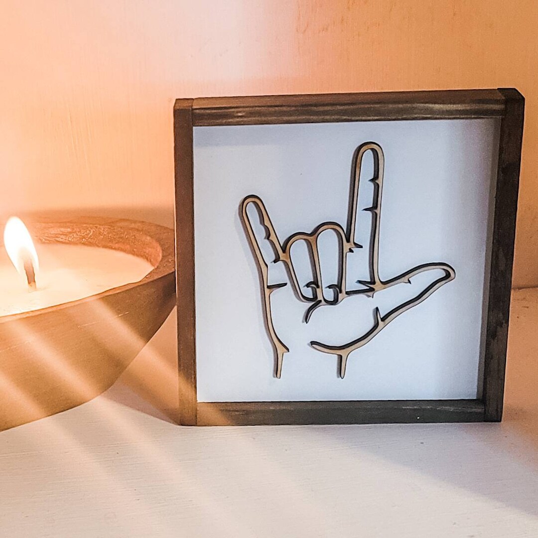 Mini ASL I Love You Sign Desk Decor Office Gift Table Stand Tiered Tray ...