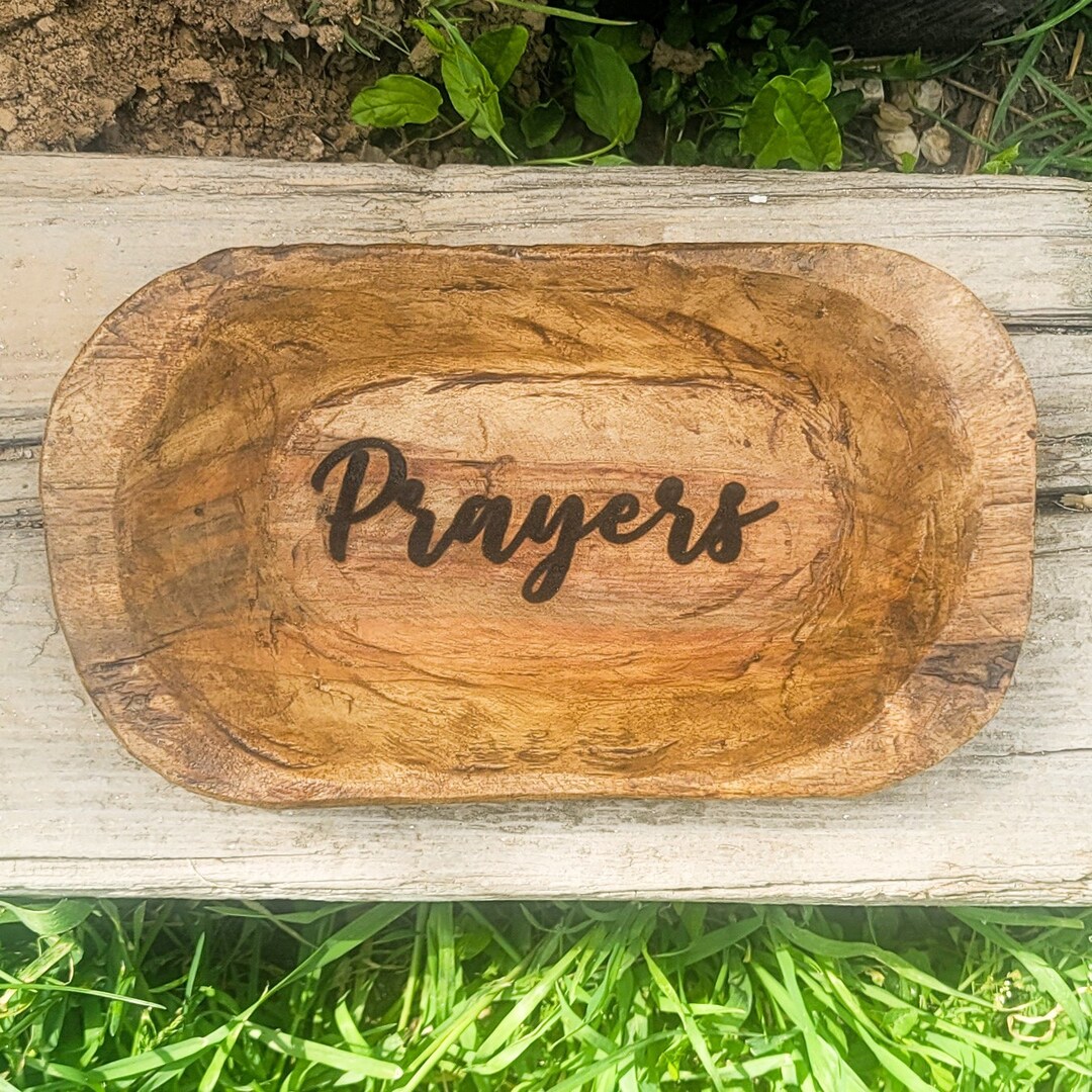 Prayers Engraved Wooden Hand Carved Dough Bowl Prayer Bowl Personalized ...
