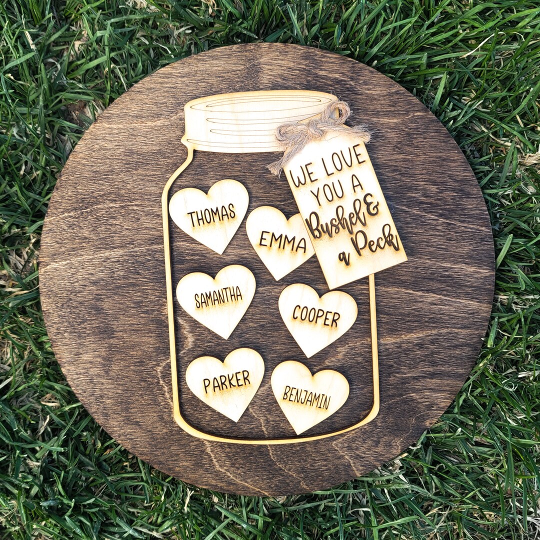 Mother's Day Grandma Mom Mothers Personalized Mason Jar A Bushel and a ...