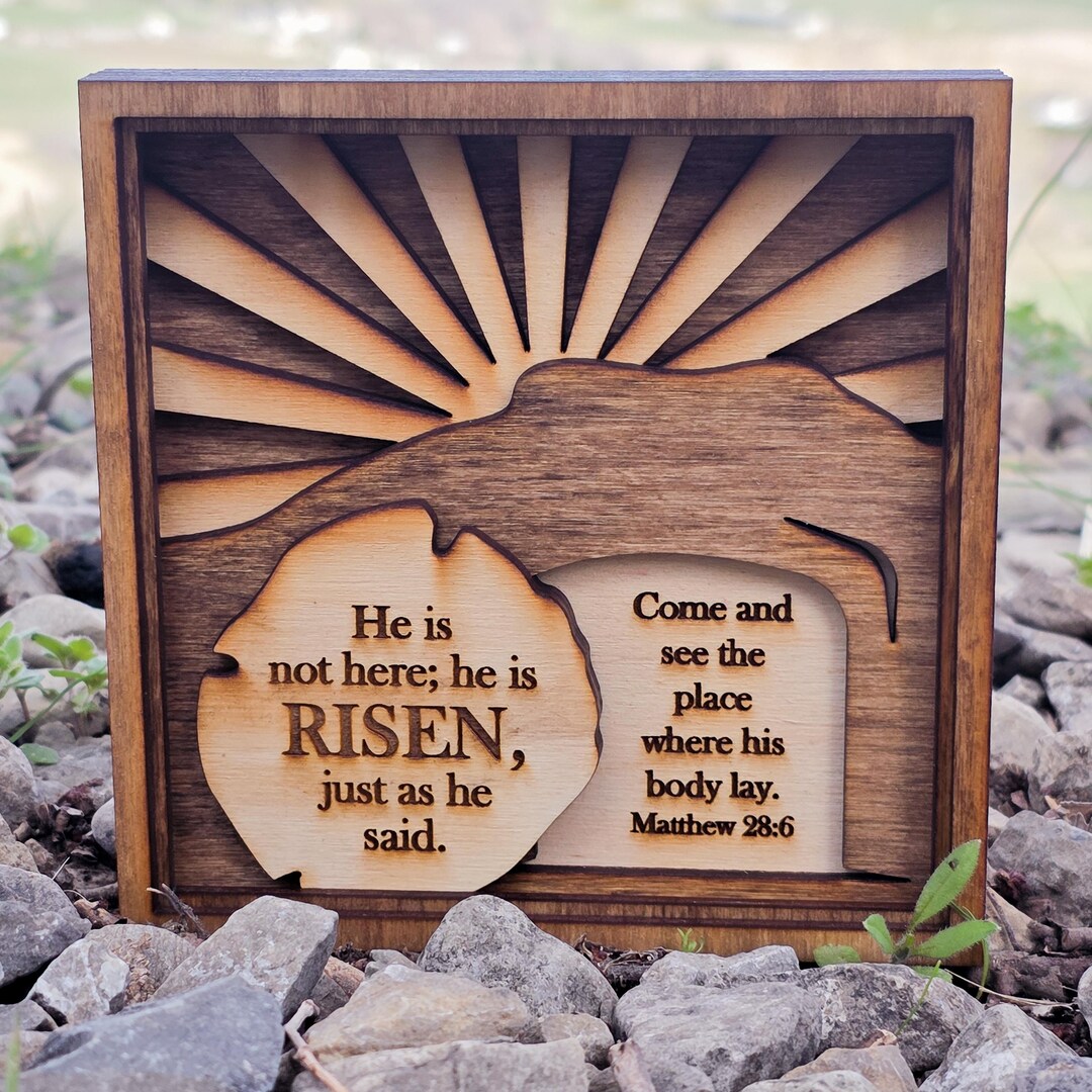 Easter Desk Sign He is Risen Gift for Friend Mom Grandma Teenager ...