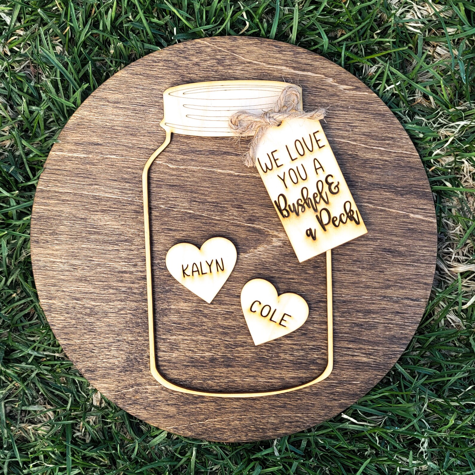 Mother's Day Grandma Mom Mothers Personalized Mason Jar A Bushel and a ...
