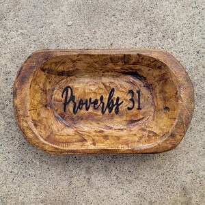 Wooden Scripture Carved Mini Dough Bowl Proverbs 31 Engraved Prayer ...