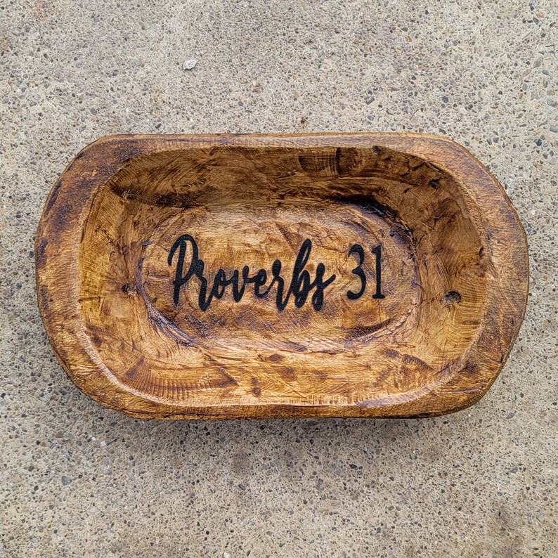 Wooden Scripture Carved Mini Dough Bowl Proverbs 31 Engraved Prayer ...