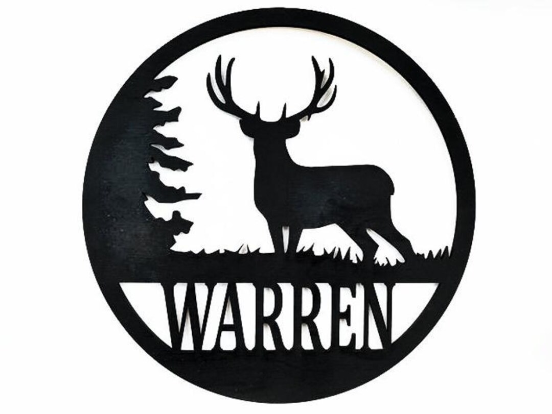 Deer Buck Monogram Door Sign Outdoor Wood Sign Cabin Farmhouse Decor ...