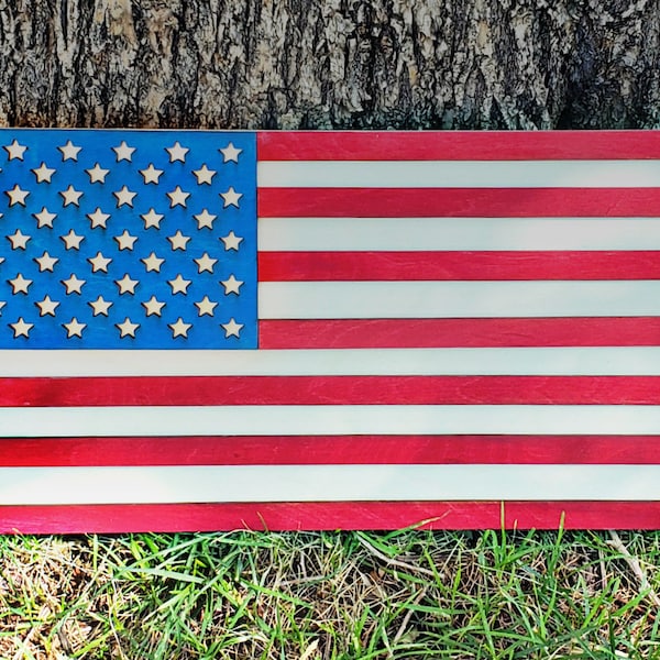 Outdoor American Flag Wood Sign - Etsy