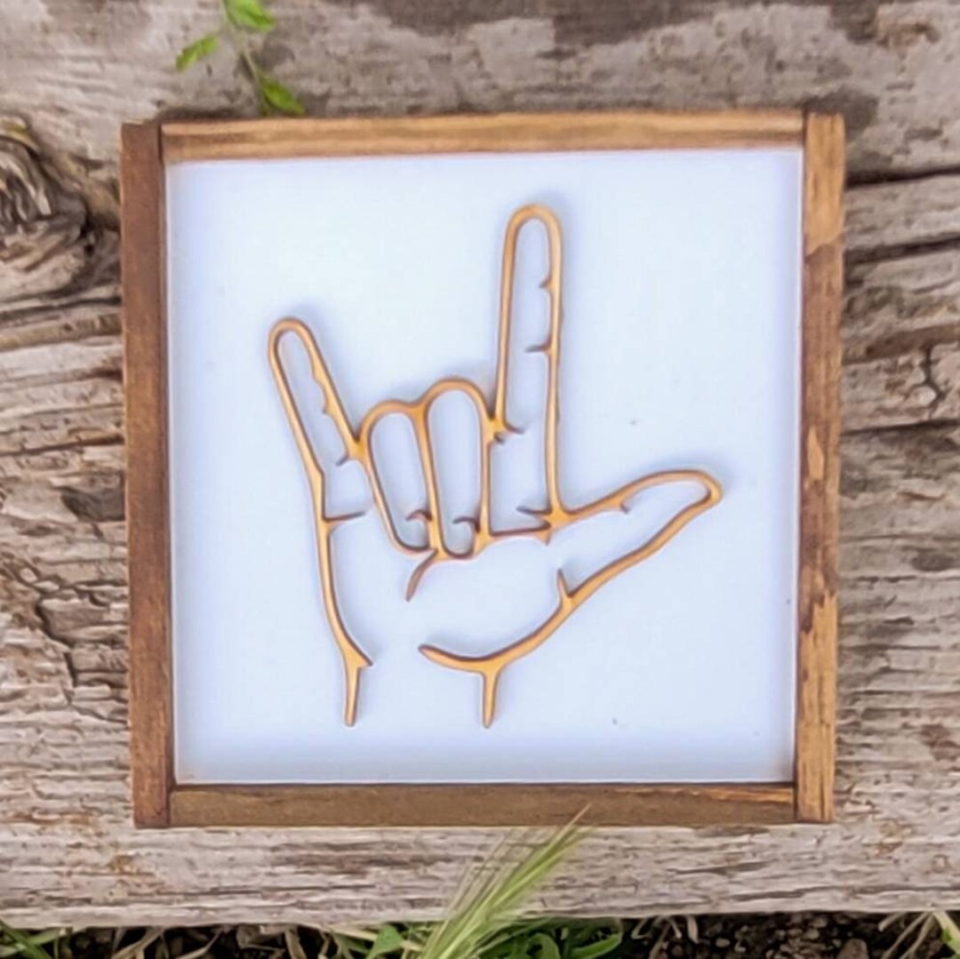 Mini ASL I Love You Sign Desk Decor Office Gift Table Stand Tiered Tray ...