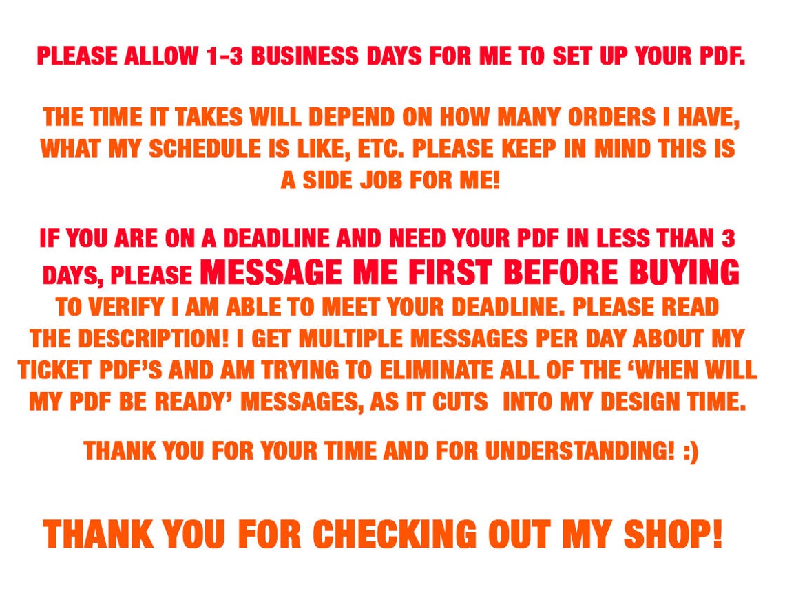 Fake 'Ticketmaster' Concert/Party Ticket Template | Etsy