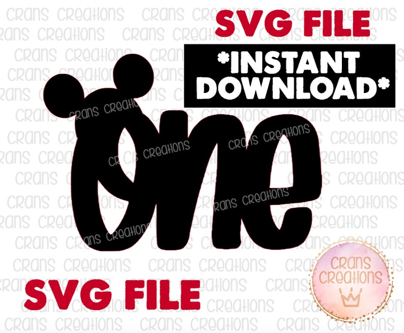 ONE Mickey Mouse Themed SVG instant Download | Etsy