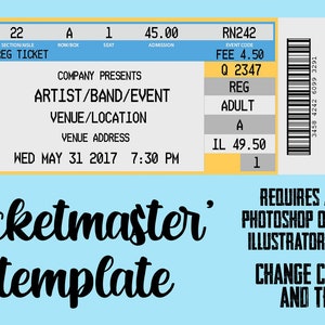 Fake 'ticketmaster' Concert/party Ticket Template - Etsy