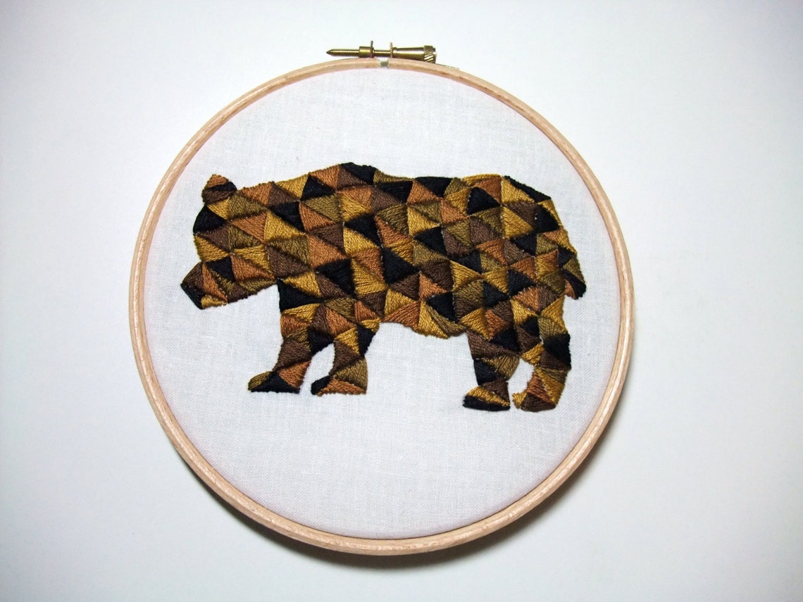 PDF Embroidery Pattern for Geometric Fox Embroidery Hoop Art "geo Fox ...