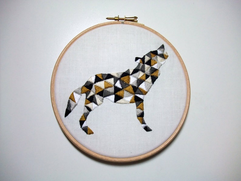 Wolf Embroidery Pattern for Geometric Animal Hoop Art - Etsy