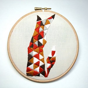 PDF Embroidery Pattern for Geometric Fox Embroidery Hoop Art "geo Fox ...