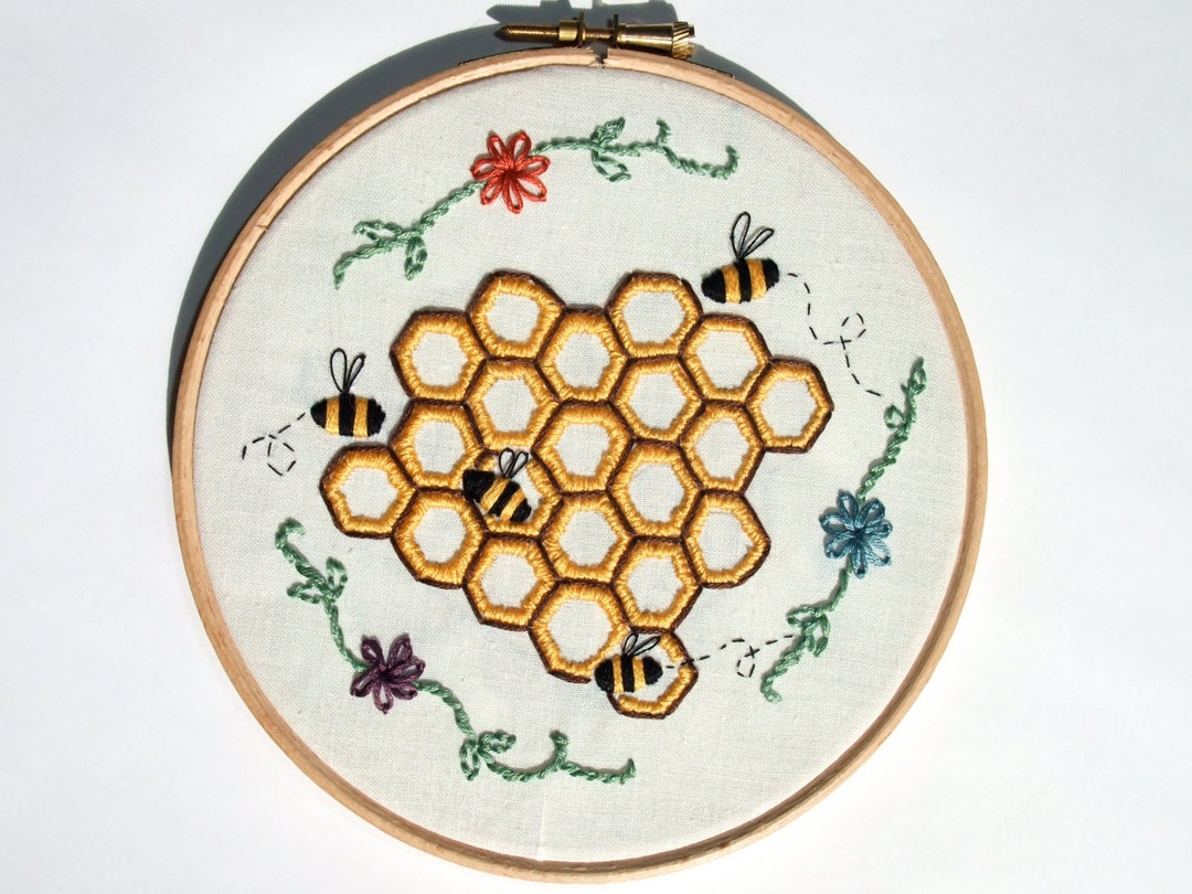 Honeycomb Bee Geometric Embroidery Design PDF Pattern - Hoop Art ...