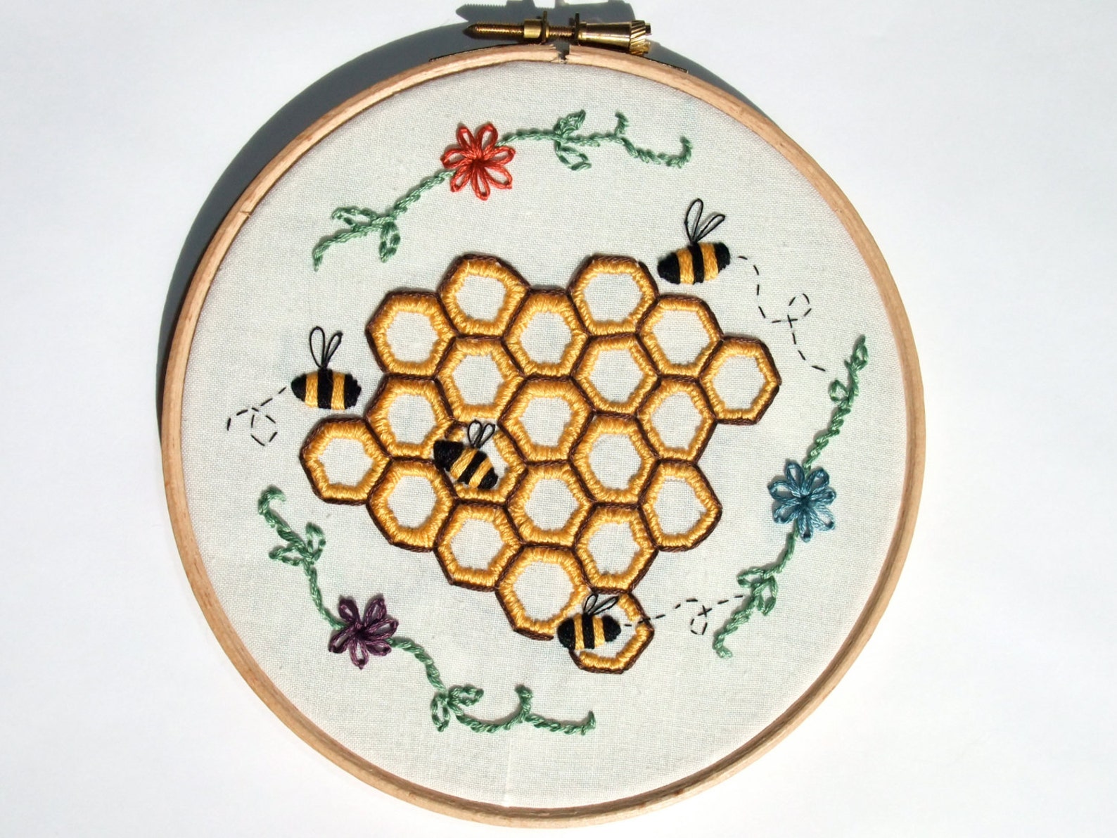 Honeycomb Bee Geometric Embroidery Design PDF Pattern Hoop - Etsy