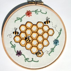 Honeycomb Bee Geometric Embroidery Design PDF Pattern - Hoop Art ...