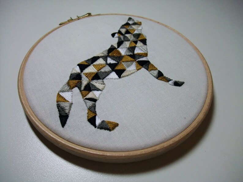 Wolf Embroidery Pattern for Geometric Animal Hoop Art - Etsy India