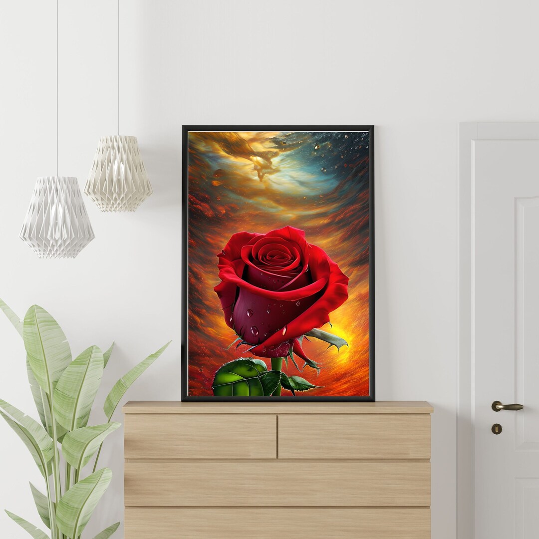 Red Rose Wall Art Print Red Rose Poster Prints Rose Wall Art - Etsy