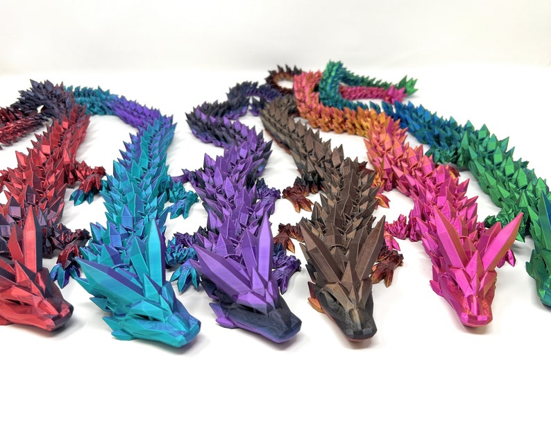 Crystal Dragon 3D Printed Articulated Fidget 24 Large Dragon Toy ...