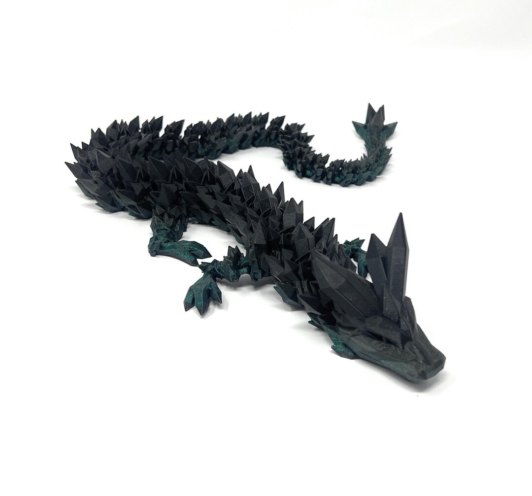 Crystal Dragon 3D Printed Articulated Fidget 24 Large Dragon Toy Shiny ...