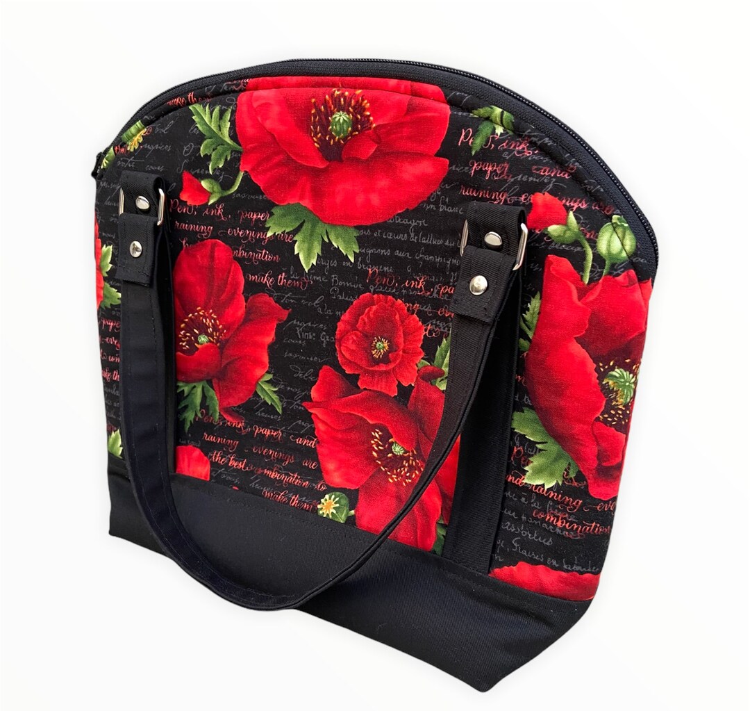 Handmade Red Poppy Shoulder Bag Custom Floral Handbag With Handwritten ...