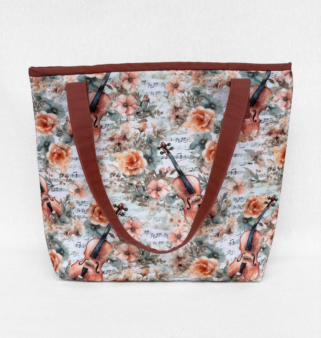 Handmade Violin Tote Bag: Floral Music Lovers Purse - Etsy