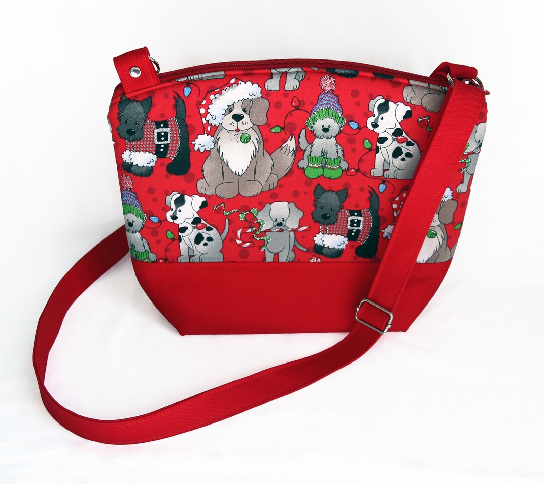 Christmas Dog Print Crossbody Purse: Padded Holiday Handbag - Etsy