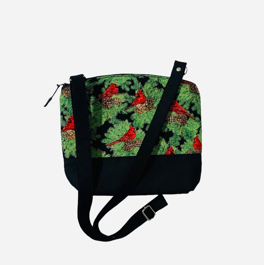 Christmas Cardinal Crossbody Purse: Metallic Cotton Fabric, Adjustable ...