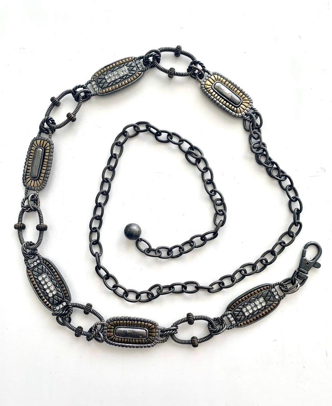90s Glam Bronzy Rhinestone Bling Chain Belt by Chico’s - Etsy